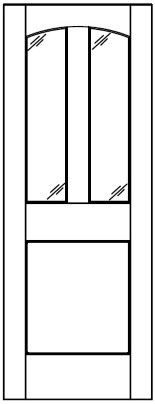 Interior - 2 Lite Arch over 1 Panel Flat - Half Lite - Woodport Doors