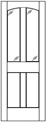 Interior - 2 Lite Arch over 2 Panel Flat - Half Lite - Woodport Doors
