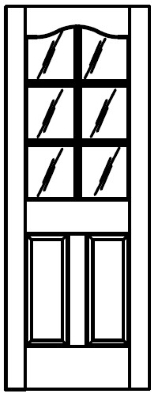 Interior - 6 Lite Eyebrow over 2 Panel Raised - Half Lite - Woodport Doors