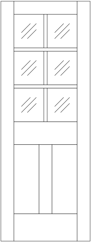 Interior - 6 Lite French over 2 Panel Flat - Half Lite - Woodport Doors