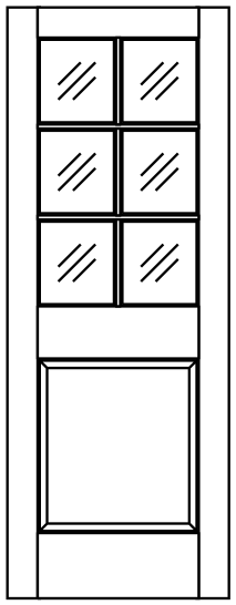 Interior - 6 Lite over 1 Panel Raised - Half Lite - Woodport Doors
