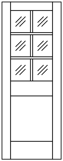 Interior - 6 Lite French over 1 Panel Flat - Half Lite - Woodport Doors