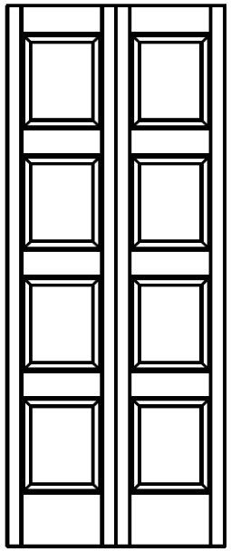 Interior - 4 Panel Raised Contemporary Bifold - Woodport Doors